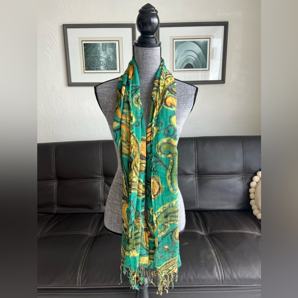 Accessories | Vintage Green Yellow Scarfshawl | Poshmark